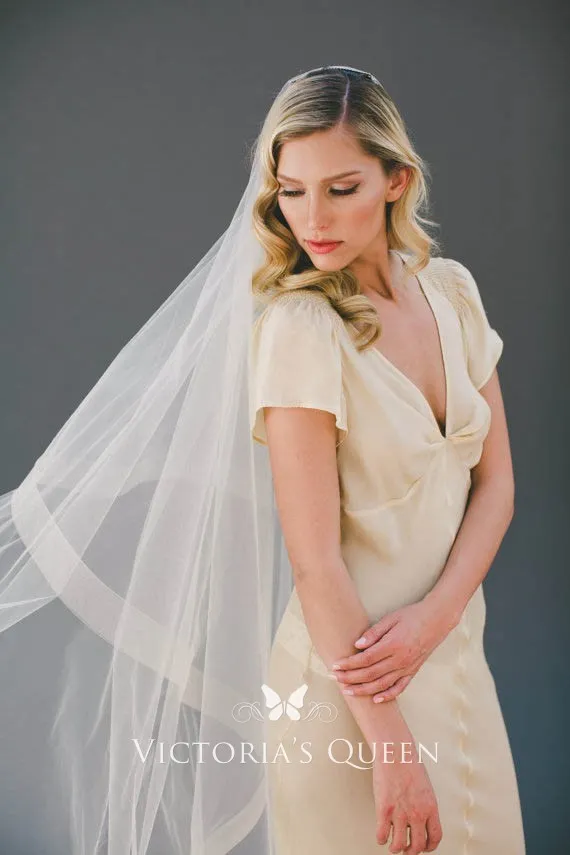 Champagne Drop Veil Single-tier Wedding Veil - VQ