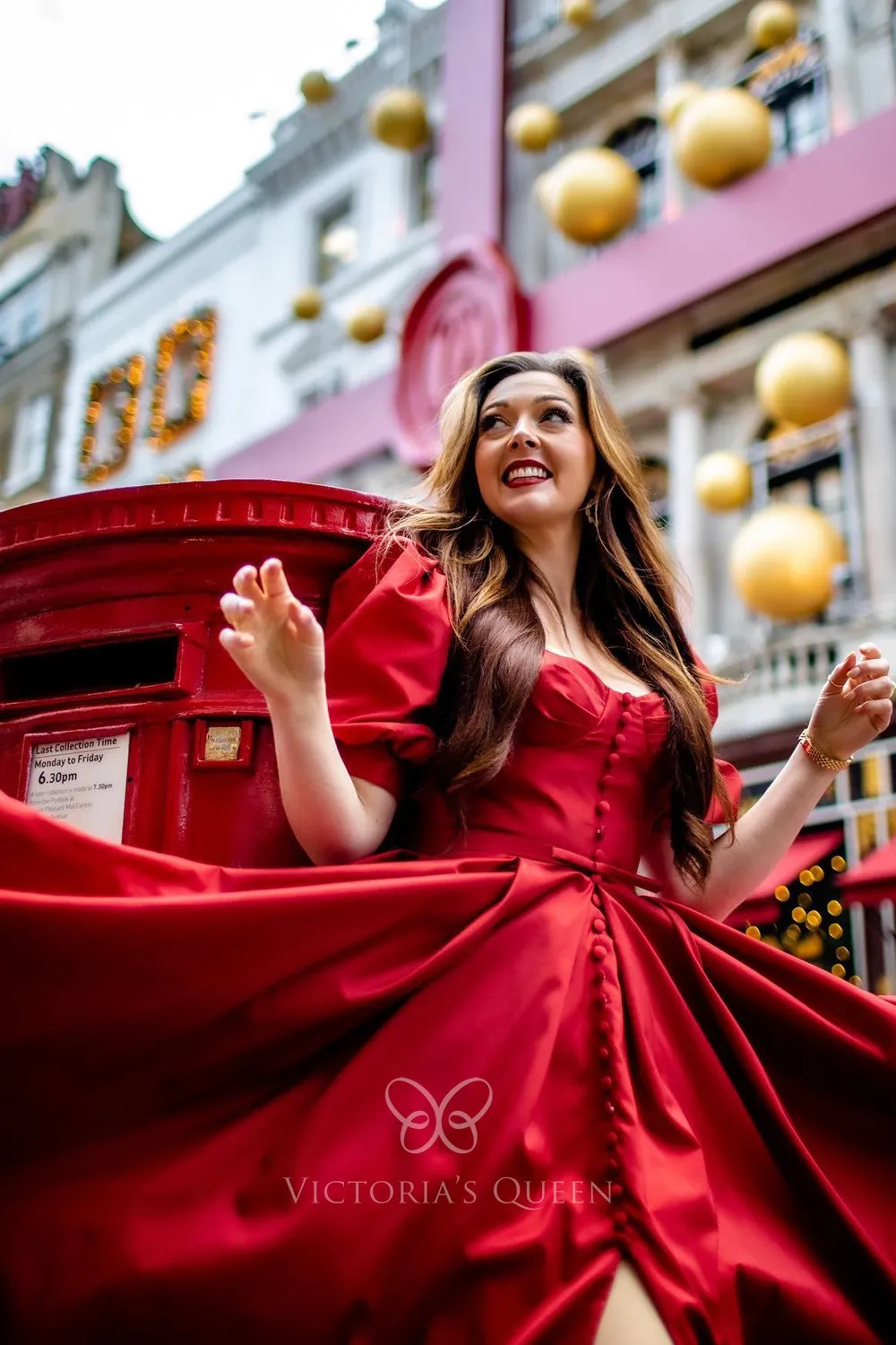 Ruby Red Satin Short Sleeves Slit Christmas Party Dress - VQ